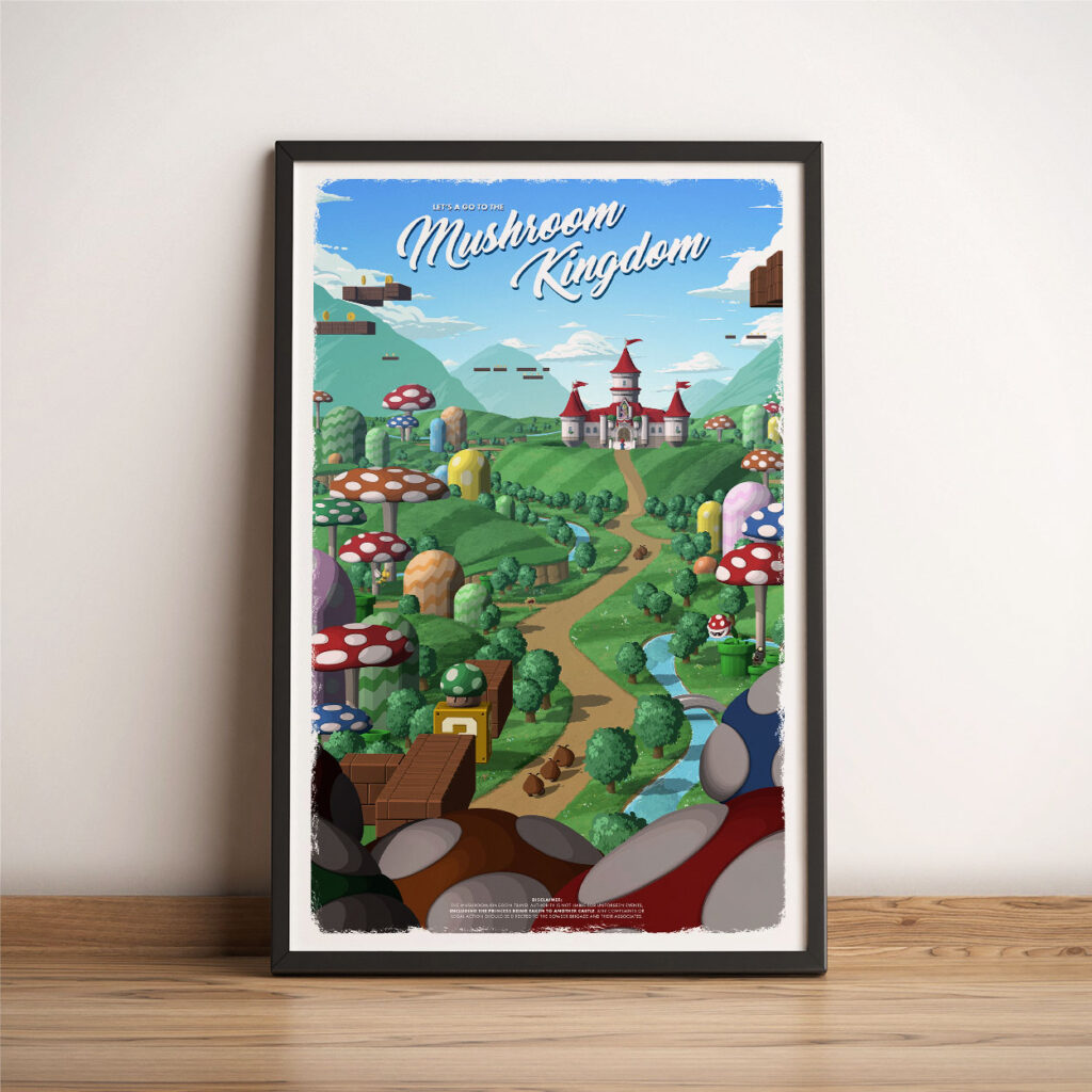 Mushroom Kingdom (Super Mario) Travel Poster - Free DLC Artwork