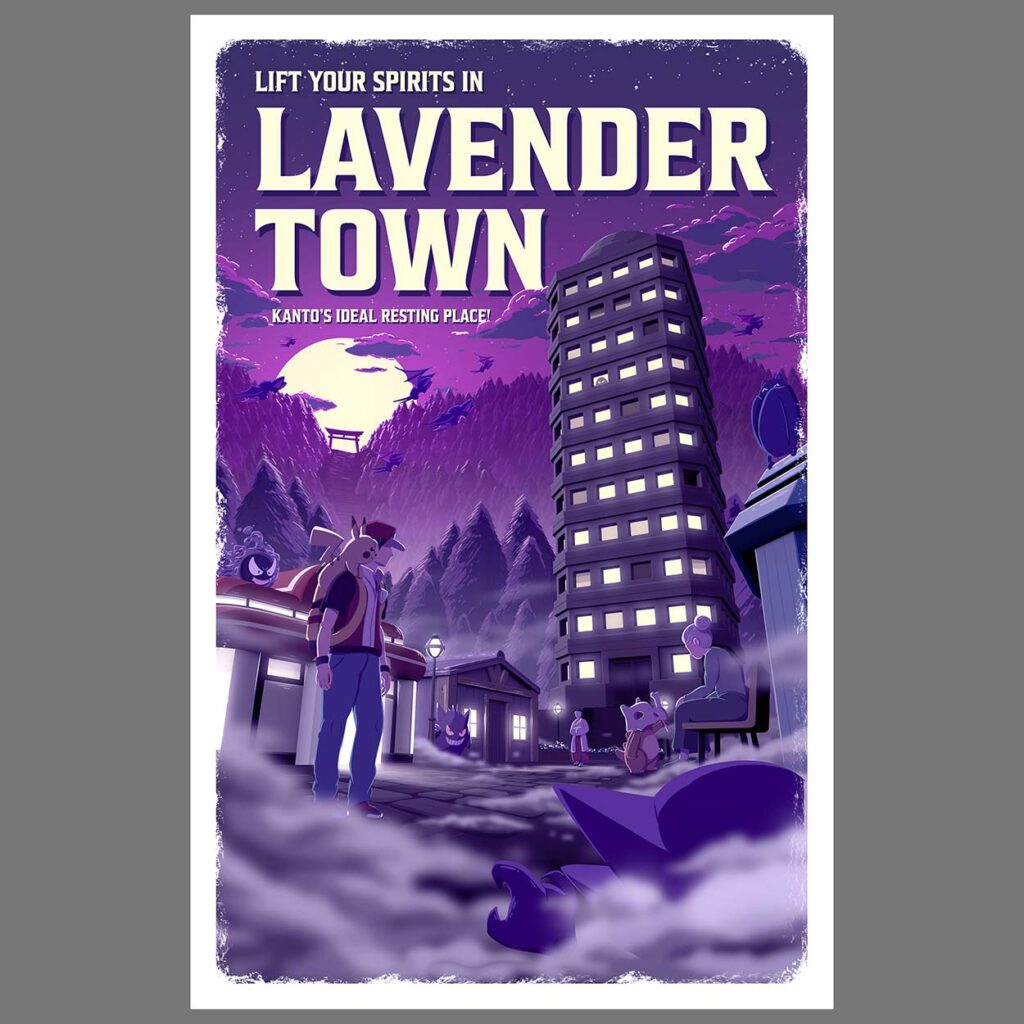 Lavender Town (Pokemon) Travel Poster - Free DLC Artwork