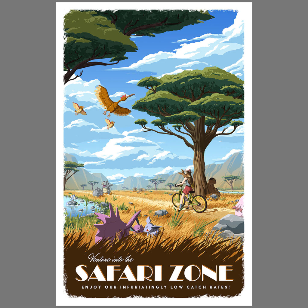 Safari Zone (Pokemon) Travel Poster - Free DLC Artwork