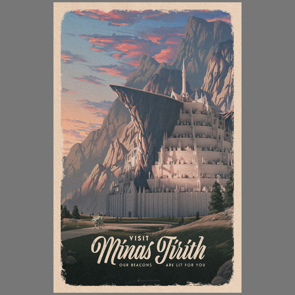 Minas Tirith (Lord of the Rings) Travel Poster - Free DLC Artwork